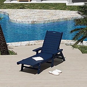 WestinTrends Malibu Poly Reclining Chaise Lounge Navy Blue