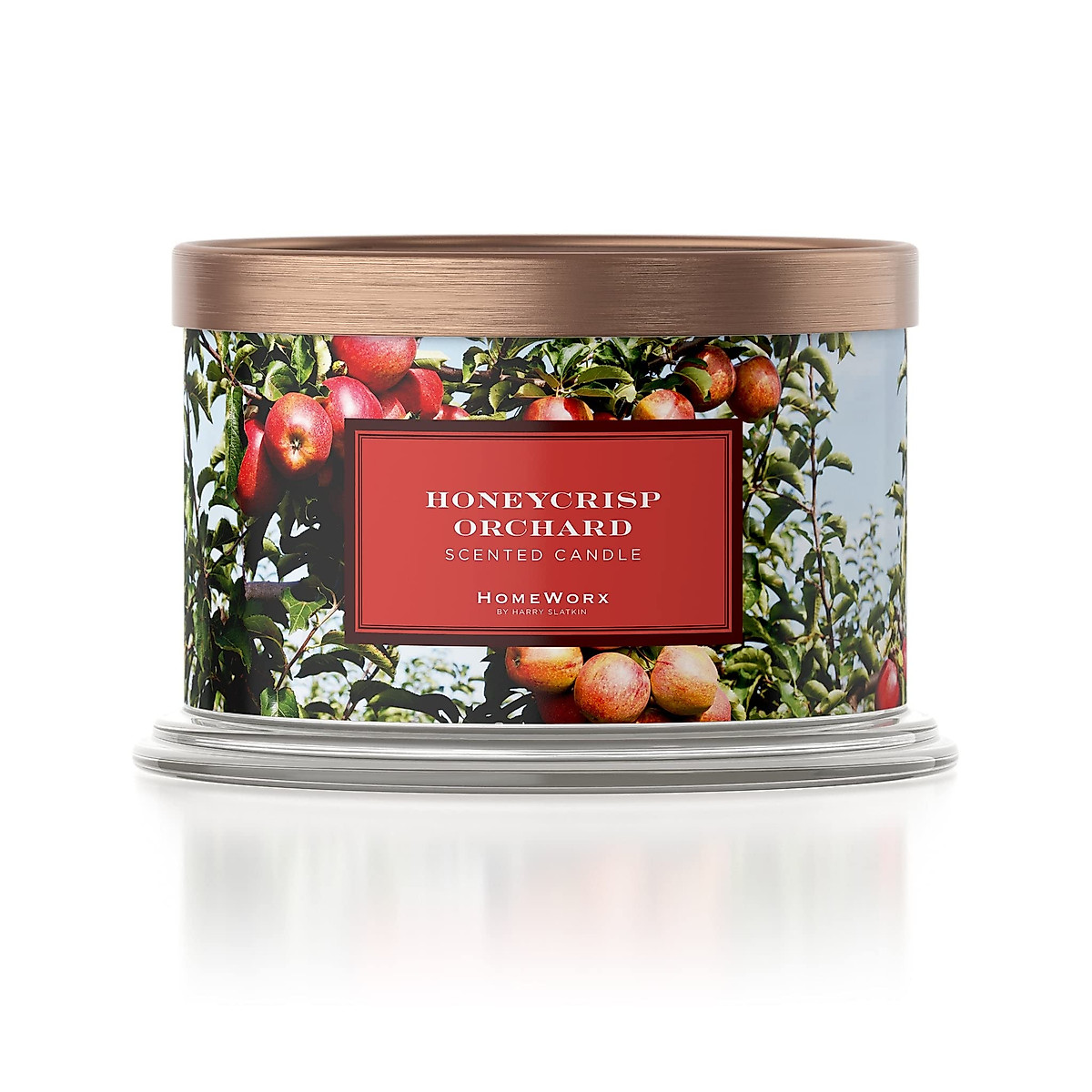 Homeworx by Harry Slatkin 4 Wick Candle, 18 oz, Honeycrisp Apple Orchard, Brown