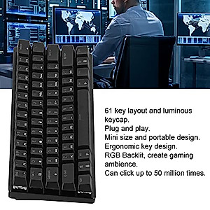Goshyda Mechanical Keyboard,Portable 61 Keys Gaming Keyboard Durable RGB Backlit Keyboard with FN Key Combination Function,for Laptop Desktop