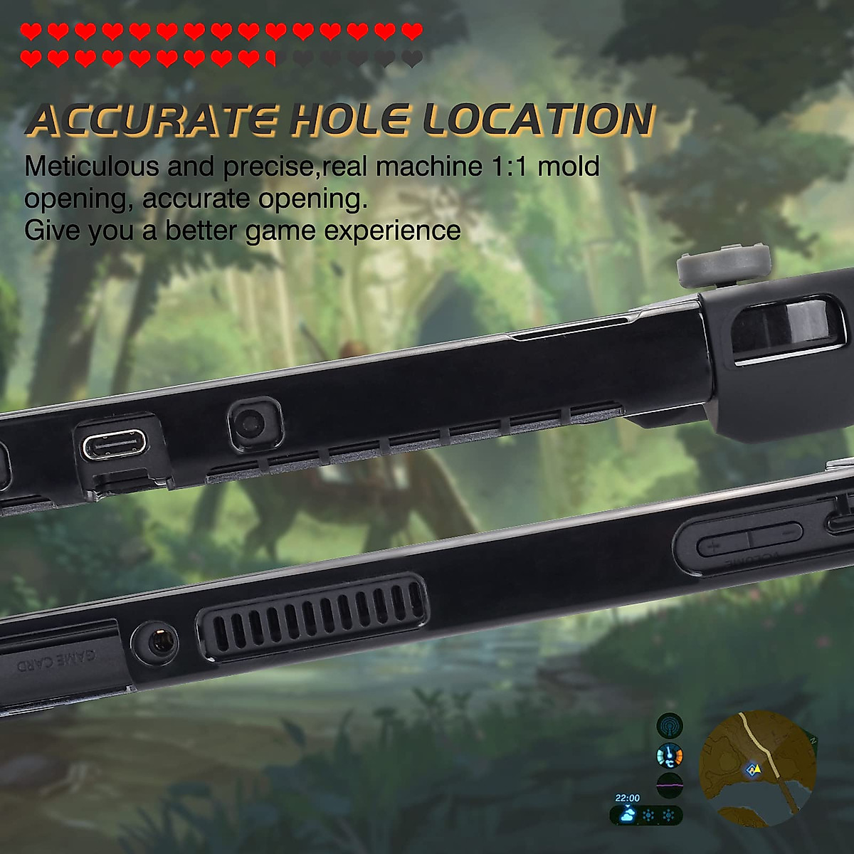 DLseego Switch OLED Protective Case Dockable Hard Shell Black Shockproof Cover Joy Con Skin with 4PCS Thumb Grips Caps Design for Switch OLED New Model