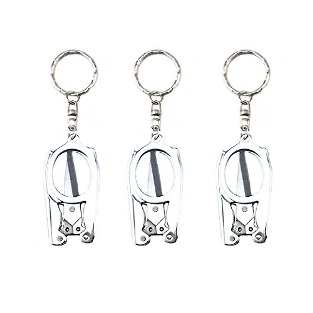 yueton 3pcs Stainless Steel Folding Travel Scissors Cutter with Key Ring
