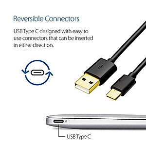 Cmple USB Type-C to USB-A 2.0 Male Charger Type C Fast Charging Cable USB Type-C to USB-A 2.0 Male Charger Type C Fast Charging Cable - 6 Feet Black