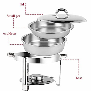 FXTNKYY Chafing Dish,Round Chafing Dish Buffet Set,Stainless Steel Chafers and Buffet Warmers Set,3.5QT Chafing Dishes with Lid & Holder,Food Warmers for Parties Buffet/Home Party (4 Pack)