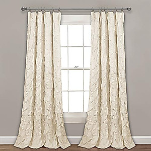 Lush Decor Ravello Pintuck Vintage Chic Farmhouse Curtains, Single Curtain Panel, 52"W x 84"L, Ivory