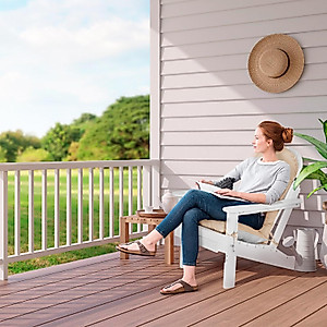 LOENIY Adirondack Chair Cushions Set of 2, Cushions for Adirondack Chairs, Extra Thick Rocking Chair Cushions Outdoor, High Back Patio Chair Cushions with Ties, Waterproof Fade-Resistant (Khaki, 2)