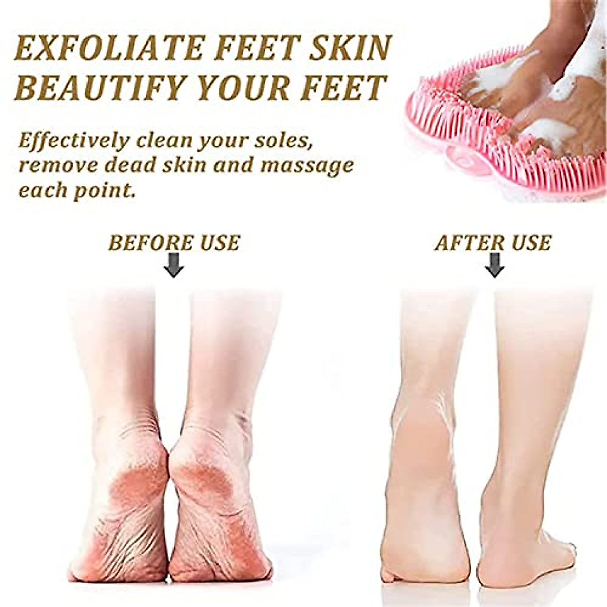 Shower Shower Foot & Back Scrubber，New Wall Mounted Back Scrubber, Silicone Bath Massage Cushion Brush with Suction Cups，Bathroom Wash Foot Mat Exfoliating Dead Skin Foot Brush (Pink)