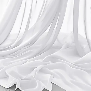 Horbaunal White Chiffon Fabric by The Yard, 10 Yard Continuous Sheer Fabric 59" Wide Soft Draping Fabric for Wedding Arch Draping Party Backdrop DIY Sewing