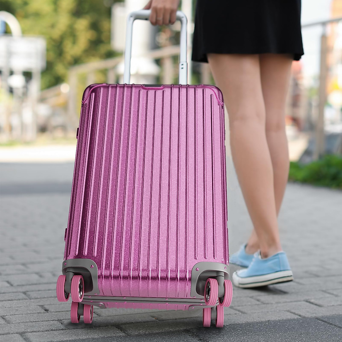 KAGM Luggage Wheels Covers, 8 pcs Luggage Suitcase Wheels Covers for most 8-spinner Wheels Luggage Sets,luggage spinner Wheels Silicone case with Wear-resistant, Anti-noise(Pink)