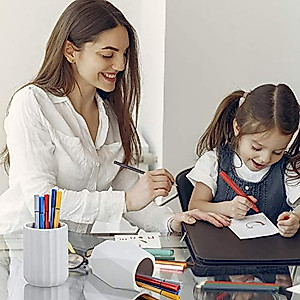 2 Pieces Silicone Pencil Holder Geometric Pen Cup Round Pen Container Desktop Pencil Stationary Holders Makeup Brush Holder for School Office Home Desk Supplies