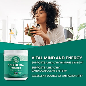 Vimergy Natural Spirulina Powder, 83 Servings – Super Greens Powder – Nutrient Dense Blue-Green Algae Superfood for Smoothies & Juices – Immune Support - Non-GMO, Gluten-Free, Vegan & Paleo (250g)