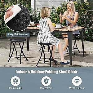 Giantex Set of 2 Folding Stool, Round Foldable Bar Stools, 2 Pack Portable Folding Chairs with Handle, Collapsible Stools 18 Inch 330lbs Capacity for Camping RV Party (Black)