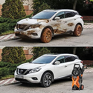 Rock&Rocker Powerful Electric Pressure Washer, 2150PSI Max 1.6 GPM Power Washer with Spray Nozzles,Soap Tank, IPX5 Car Wash Machine for Home/Car/Driveway/Patio Clean, Orange