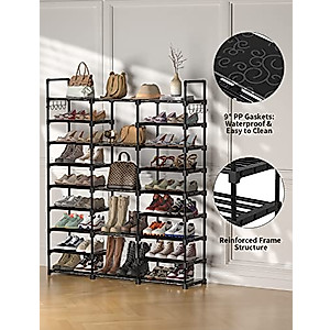 TIMEBAL Shoe Rack Storage Organizer Shoe Shelf Organizer for Entryway (9 Tiers 3 Rows, Black)