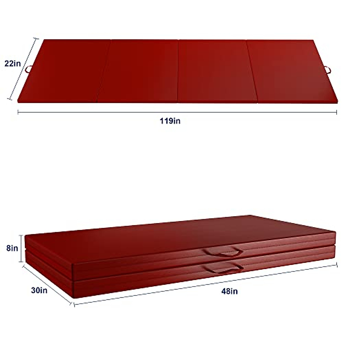 Elevens Gymnastics Mat for Tumbling 10'x4'x2", Thick Folding Exercise Mat for Home,GYM Mats for Home Workout, Tumbling Mats for Kids,Gymnastics Mat for Wrestling, Jujitsu Red