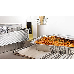 Jetfoil Aluminum Foil Steam Table Pans With Lids | Perfect for Catering, Party Supplies & Suitable for Broiling, Baking, Cakes and Pies - 9 x 13 Half size Deep | Pack of 30