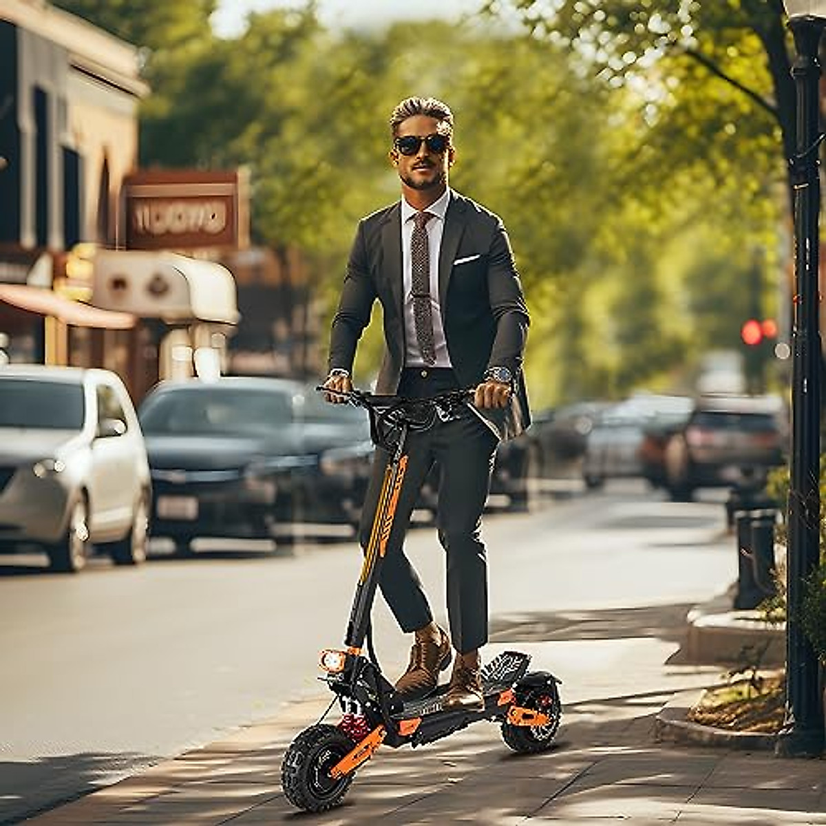 Electric Scooter for Adults,Yenghome 5600W 50 Mph 60V 28Ah Off Road E Scoocter Foldable Double Suspensions with 11 Inch Vacuum Tires and Detachable Seat&Bag