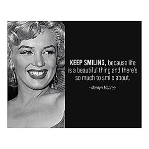 Marilyn Monroe Quotes-"Keep Smiling-Life Is A Beautiful Thing"-Inspirational Wall Art -10x8" Retro Photo Print-Ready to Frame. Motivational Home-Office-Studio-Cave Decor! Great Vintage Gift for Fans!