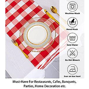 ShinyBeauty Buffalo Check Table Runner 13''x108'' Red and White Cotton Checkered Table Runner Buffalo Plaid Table Cover for Family Dinners Plaid Table Runner for Farmhouse