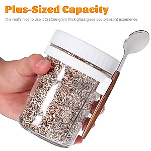 Luxshiny 4PCS Overnight Oats Containers, 14 oz Meal Prep Jars Glass Overnight Oats Jar With Lids And Spoons Large Mouth Mason Jars for Yogurt Milk Cereal