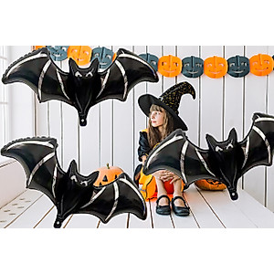 6Pcs Halloween Black Bat Balloons - 48” Giant Bat Halloween Foil Balloon for Black Halloween Day of Death Spooky Birthday Baby Shower Party Decoration Supplier