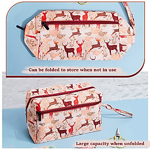 2 Pieces Yarn Crochet Bag Carrying Knitting Bag Yarn Bags for Crocheting Yarn Storage Organizer with Zipper Closure and Pocket for Yarn Skeins Crochet Hooks Knitting Needles Small Project Accessories