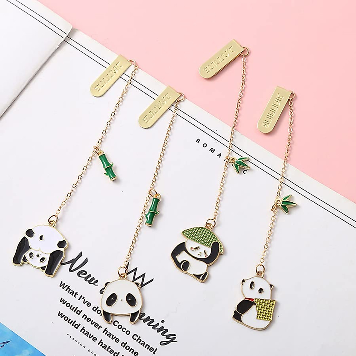 ARFUKA Bookmarks Cute Panda Shaped Metal Bookmark Reading Book Markers Gifts for Women, Kids, Teens Girls, Readers and Book Lovers Pack of 4