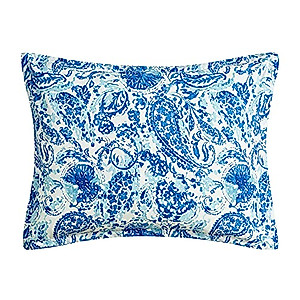 Poppy & Fritz - King Comforter Set, Reversible Cotton Bedding with Matching Shams, Medium Weight for All Seasons (Brooke Blue, King)