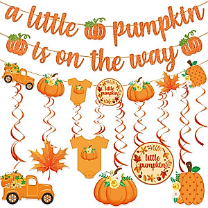 A little Pumpkin Is On The Way Banner Little Pumpkin Baby Shower Decorations Little Pumpkin Banner Orange Pumpkin Boy Girl Baby Shower Decorations Baby Shower Banner Pumpkin Decorations for Fall Baby