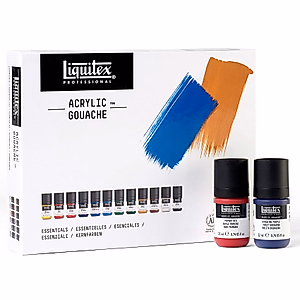 Liquitex Professional Acrylic Gouache Paint, 12 x 22ml (0.74-oz), Essentials Set