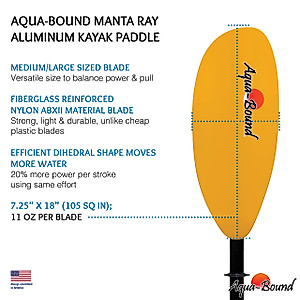 AQUA BOUND Manta Ray Aluminum 2-Piece Snap-Button Kayak Paddle