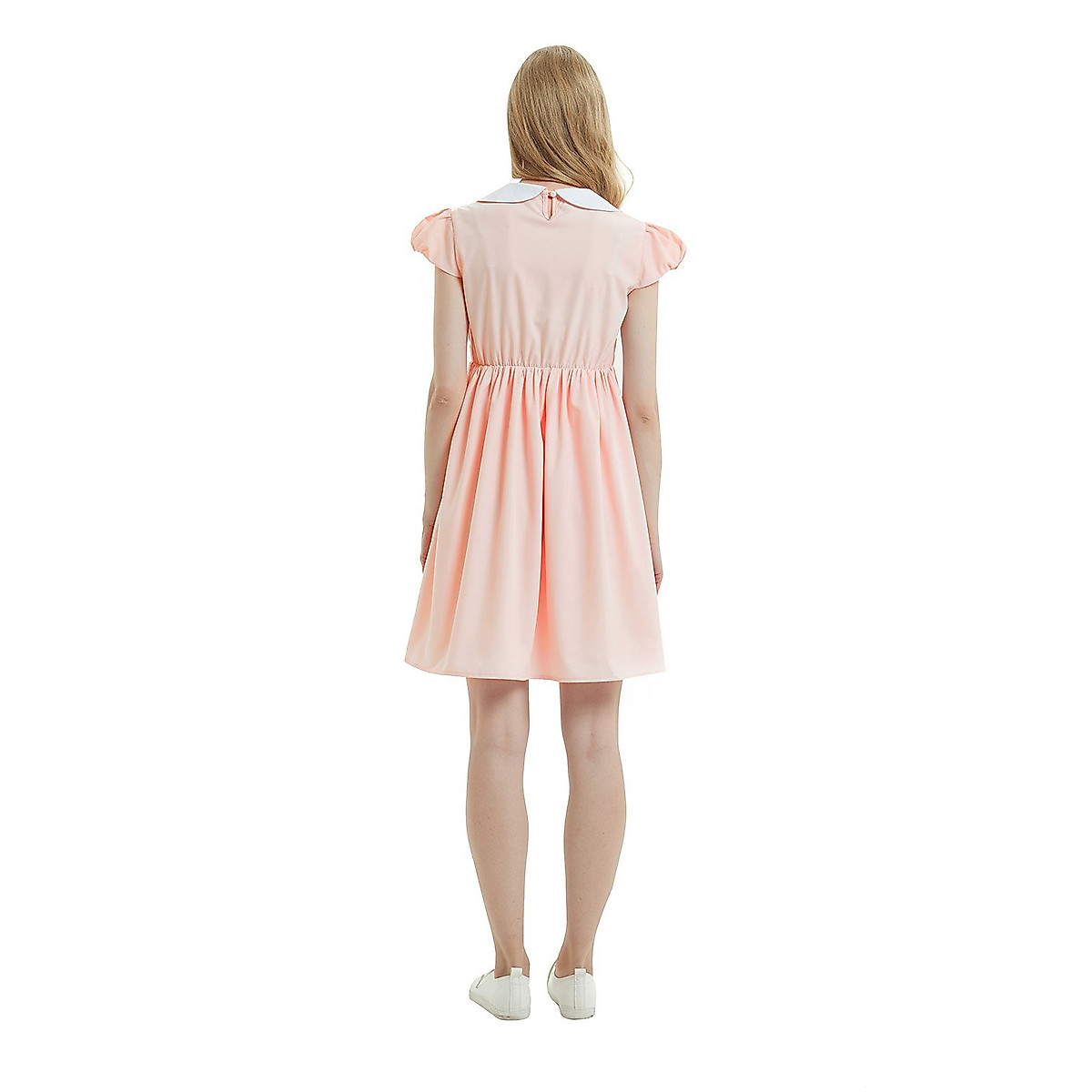 Oulooy Women's Pure Pink Peter Pan Collar Summer Dresses For Women 2023 Short Sleeve, X-Large