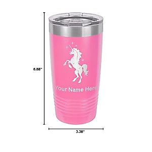 LaserGram 20oz Vacuum Insulated Tumbler Mug, Unicorn, Personalized Engraving Included (Pink)