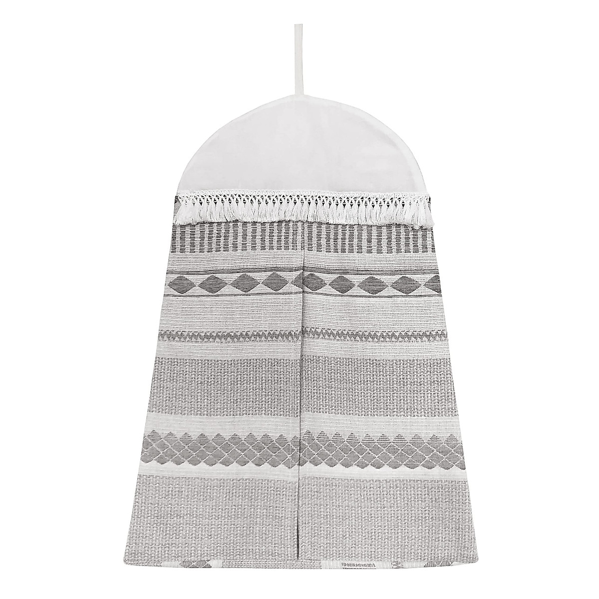 Sweet Jojo Designs Grey Boho Tribal Bohemian Baby Boy Girl Unisex Nursery Crib Bedding Set Jacquard Aztec Gender Neutral Modern Geometric Stripes Gray Off White Ivory Textured Tufted Fringe 4pc