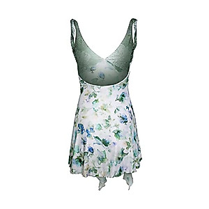 ROAONOCOMO Women Y2K Floral Print Short Dresses Spaghetti Strap A-Line Dresses Retro Backless Sundress Sexy Party Dresses