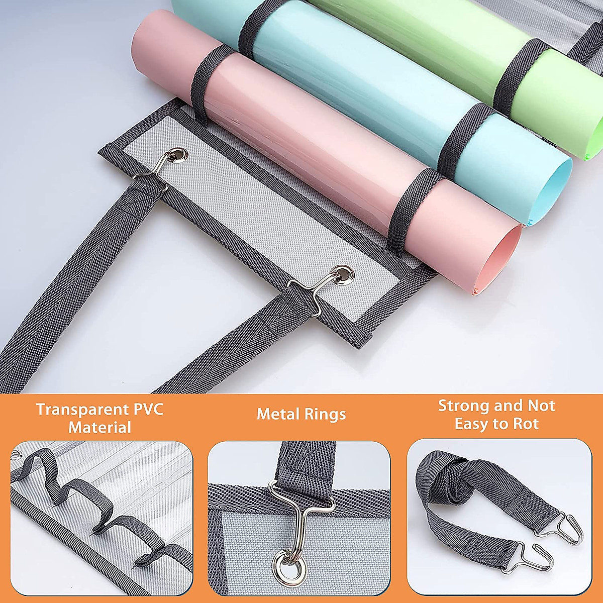 Aohcae Vinyl Roll Holder, 24 Rolls Vinyl Storage Organizer Wall Mount Vinyl Roll Storage Craft Organizer Vinyl Storage Rack for Closet, Door, Craft Room