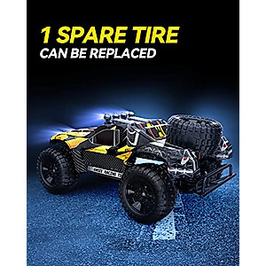 DEERC 9201E 1:10 Large Remote Control Truck with Lights, Fast Short Course RC Car, 48 km/h 4x4 Off-Road Hobby Grade Toy Monster Crawler Electric Vehicle with 2 Rechargeable Batteries for Adult Kid Boy