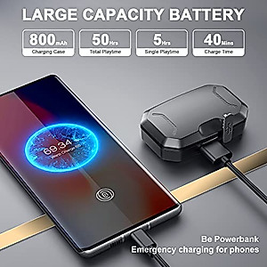 ACAGET Stereo Wireless Earbuds for Samsung Galaxy S23 S22 S21 Ultra A53 A54 5G, 50H Playtime Bluetooth Headphones LED Digital Display Earphone with Charging Box Headset for Cell Phone Laptop TV Black