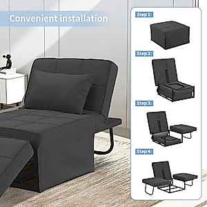 Diophros Sofa Bed, Convertible Chair 4 in 1 Multi-Function Modern Folding Ottoman Guest Bed with Adjustable Sleeper for Small Room Apartment, Medium