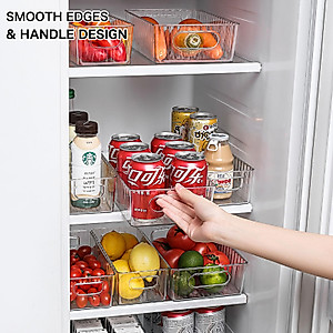Shopwithgreen Clear Refrigerator Organizer Bins,10 PCS Stackable Food Storage Organizer with Handle, BPA Free and Plastic Freezer Organizer for Fridge, Pantry, Cabinet, Kitchen Countertops