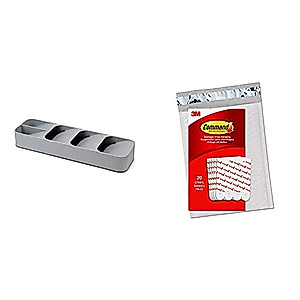 Joseph Joseph 85119 DrawerStore Kitchen Drawer Organizer Tray for Cutlery Silverware, Gray & Command Large Replacement Strips, Re-Hang Indoor Hooks (GP023-20NA)