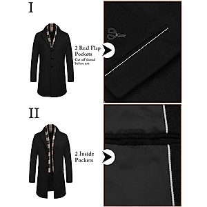 COOFANDY Mens Business Trench Pea Coats Winter Heavyweight Warm Single Breasted Coats Thick Blazer with Pockets (Grey L)