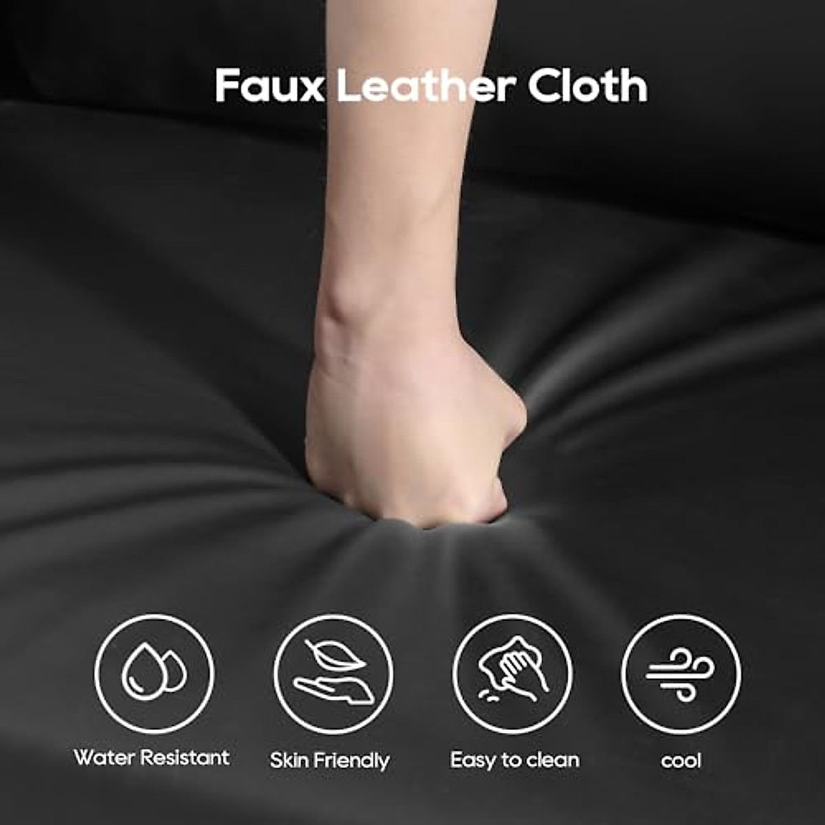 Vonanda Black Upholstered Sofa, Faux Leather Sofa Couch, 72 Inch Black Couch for Living Room, Mid Century Modern Sofa, Office couch for small space, Apartment sofa, Condo, Loft, Bungalow, House, Black