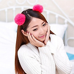 ACTLATI Pompom Ball Headband Fluffy Ball Hair Hoop Ear Headband for Girls Halloween Cosplay Costume