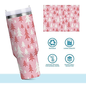Emelivor Christmas Trees 40 oz Tumbler with Lid and Straw Insulated Tumblers with Handle Leak Proof Travel Coffee Mug Water Cup Bottles for Hot and Iced Cold Drinks
