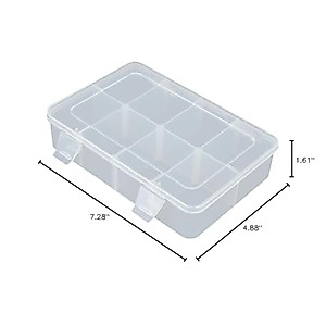 ccHuDE 8 Grids Bead Organizer Boxes Small Plastic Storage Containers Clear Craft Storage Box with Removable Dividers for Candies Snacks Electronics