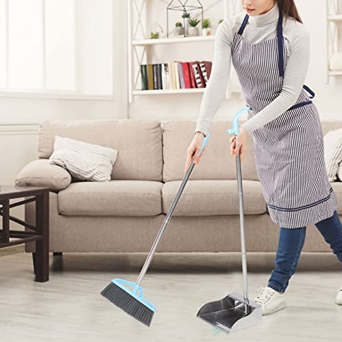 1 Set Stainless Steel Trash Shovel Trash Cleaning Shovel Garden Dustpan Garbage Sweeping Tool Broom and Dustpan Kitchen Stainless Steel + Plastic Office Small Broom Handheld