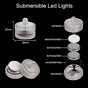idyl light Submersible LED Lights,Waterproof Pool Tea Lights Shower Led Lights Underwater LED Candle Lamp for Aquarium Home Crafts Wedding Party Decorations Fountain (12 Pack, White)