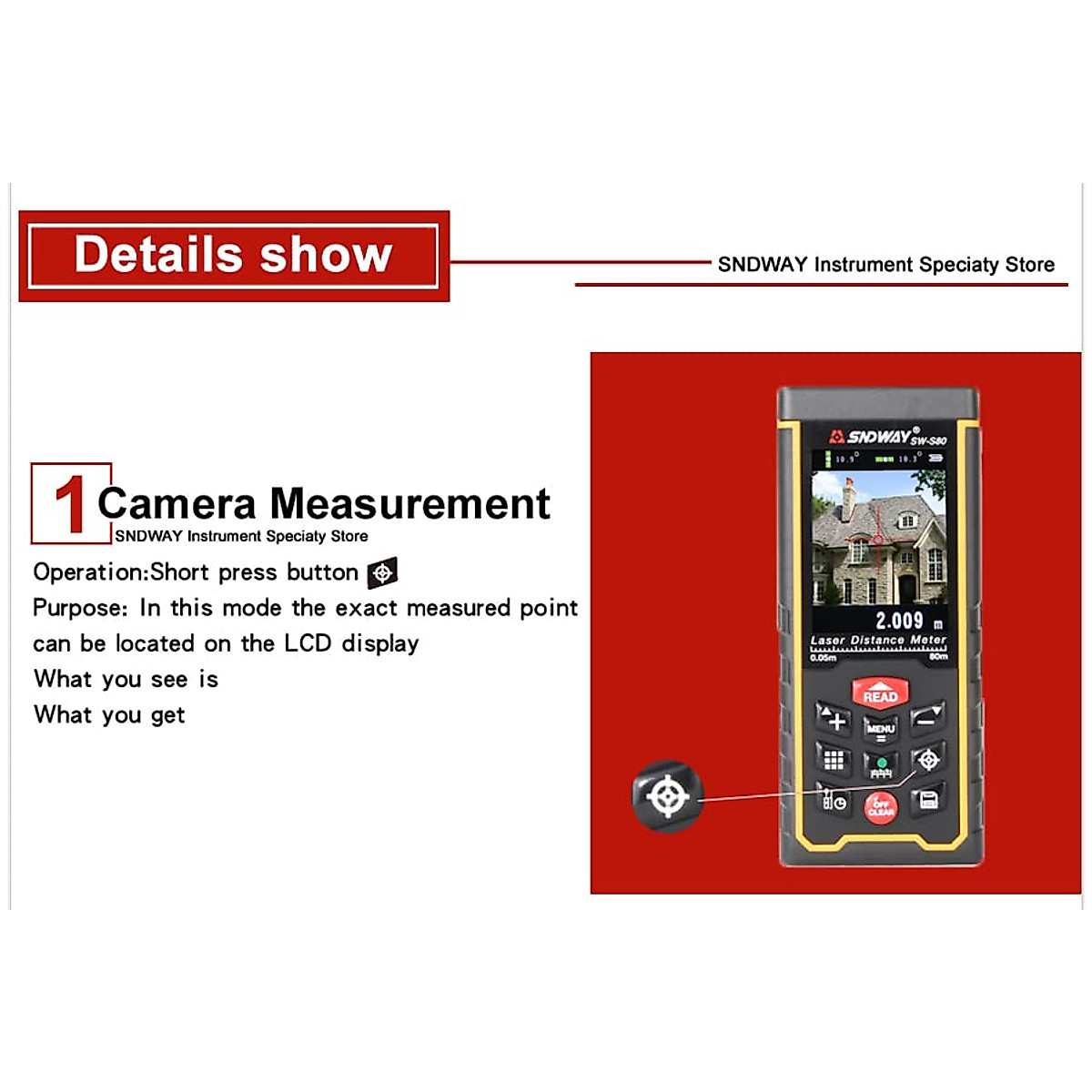 yise-O0594 New for Digital Laser Distance Meter Camera USB Recharge Portable Colorful Screen Range Finder Rangefinder SW-S80 S120 SW-S80