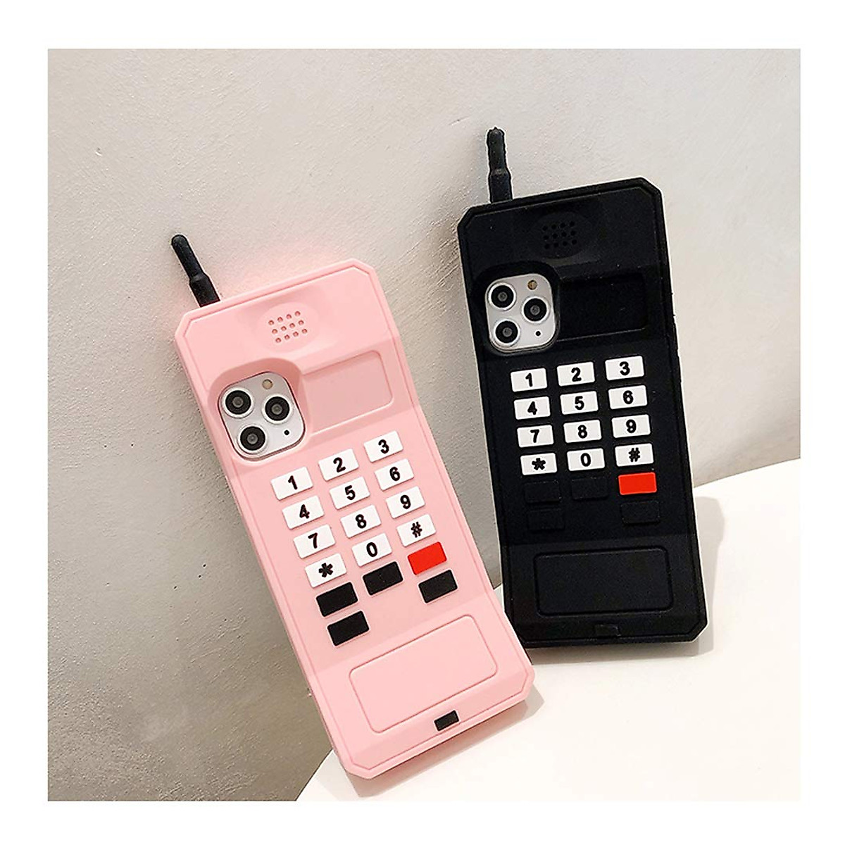 UnnFiko 3D Silicone Case Compatible with iPhone 14 Pro Max, Retro Classic Creative Soft Rubber Bumper Cover Cool Fun Thick Protective Stand Case (Retro Cellphone Black, iPhone 14 Pro Max)