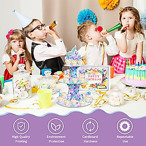 OPUHOHR 3 Tier Mermaid Cupcake Stand,Cupcake Tower with 12pcs Mermaid Theme Cake Topper, Dessert Tower Holder for Mermaid Theme Birthday Decoration Baby Shower Party Supplies